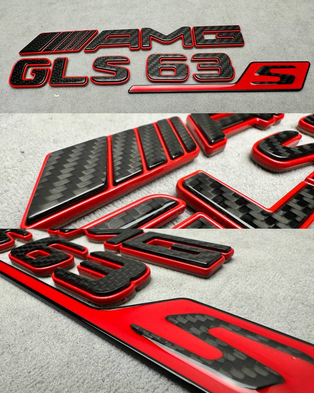 AMG GLS 63 S Rear Emblem Metal Red and carbon brabus Style 2025 ...